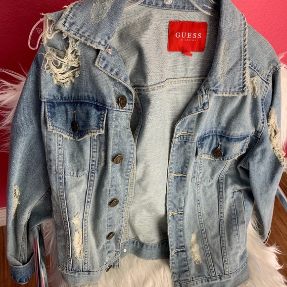 Guess | Jackets & Coats | Guess Ripped Denim Jacket | Poshmark